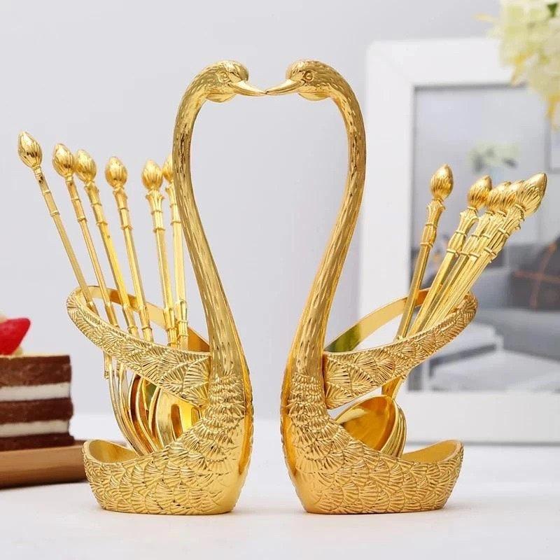Color Guaranteed Spoon Set With Swan Stand – Jugnustore.com